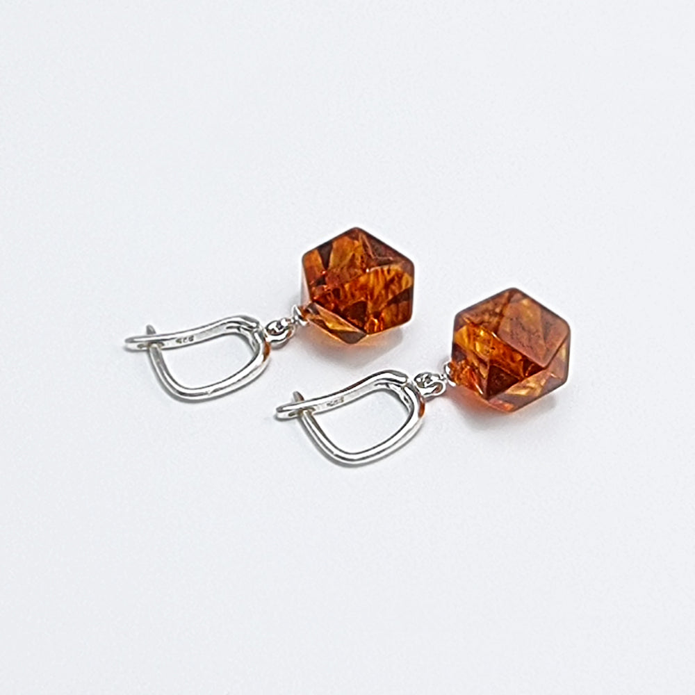 Cognac Amber Crystal Dangle Earrings Sterling Silver – Amber Alex Jewelry