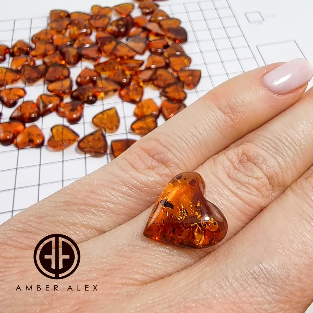 Cognac Amber Calibrated Heart Shape Cabochons – Amber Alex Jewelry