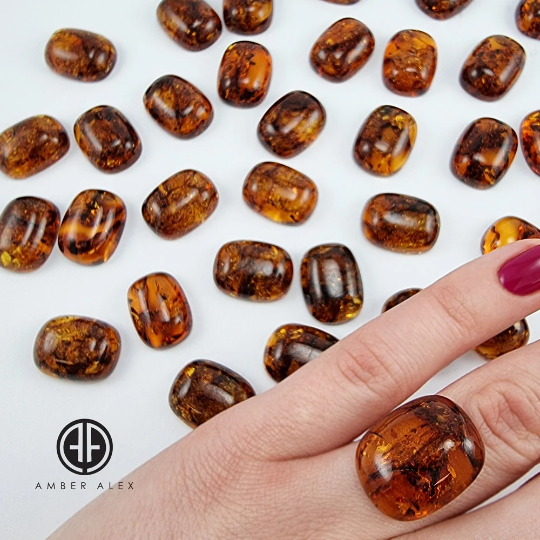 Cognac Amber Calibrated Rectangular Cabochons – Amber Alex Jewelry